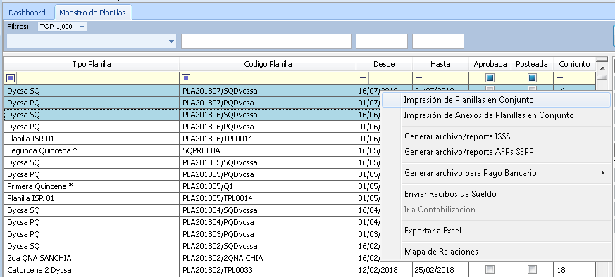 Planilla de Conjunto - Brilo ERP Docs